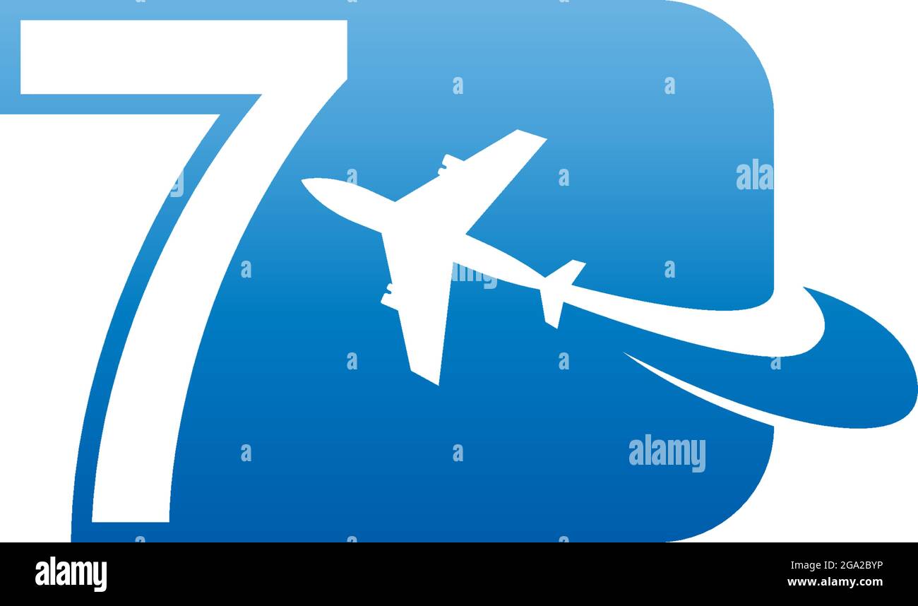 Number 7 with plane logo icon design vector illustration Stock Vector ...