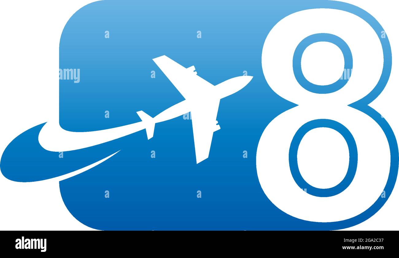 Number 8 with plane logo icon design vector illustration Stock Vector ...