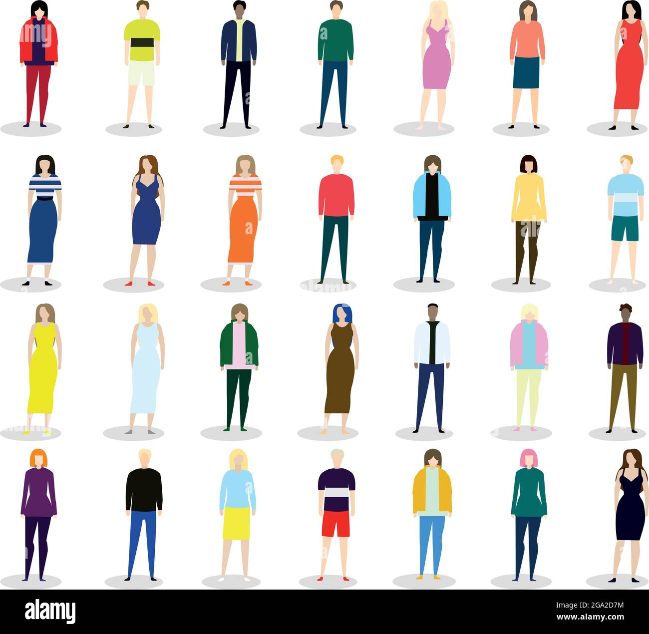 Small miniatures of different people on a white background - Vector ...