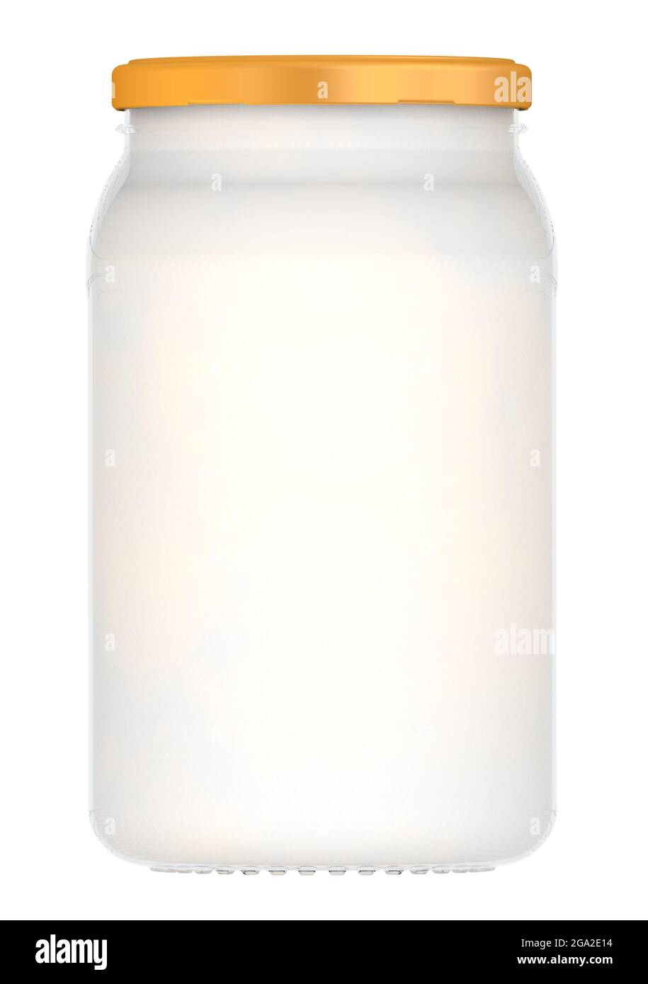 Closed glass jar filled with white liquid. Isolated. 3D Illustration ...