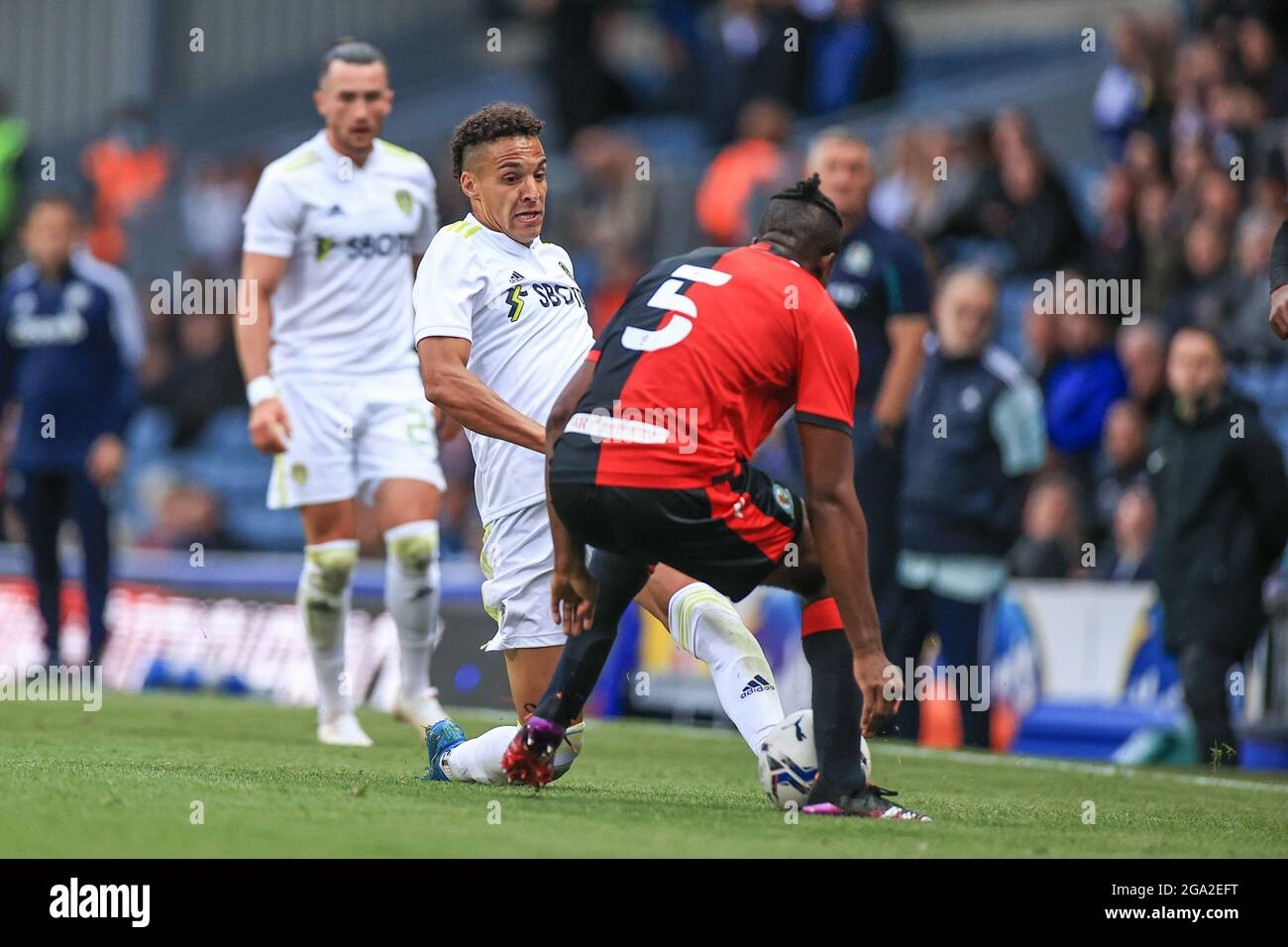 Blackburn, UK. 28th July, 2021. Rodrigo Moreno #19 of Leeds United and ...