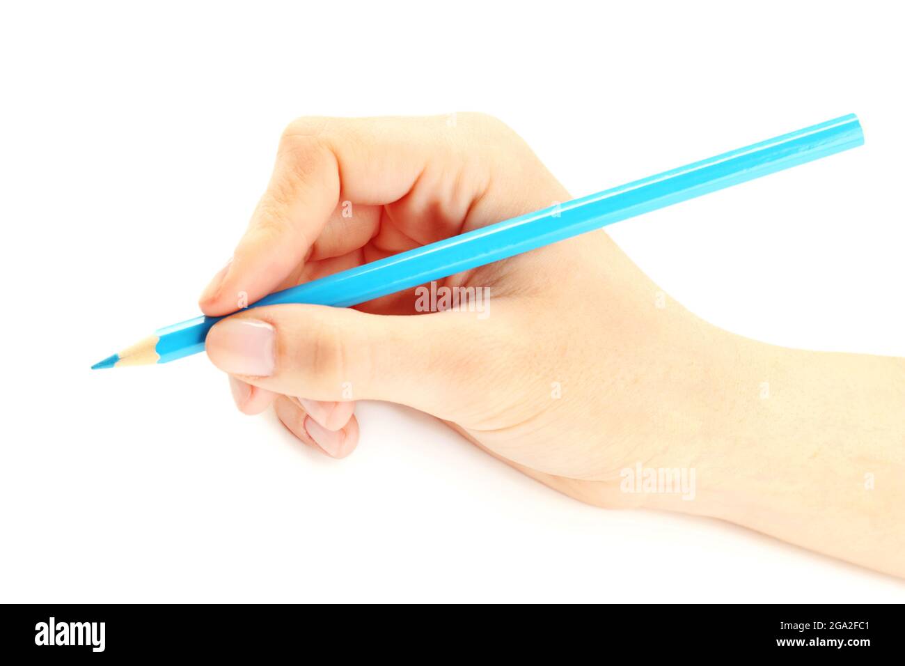 Female hand with colorful pencil isolated on white Stock Photo - Alamy