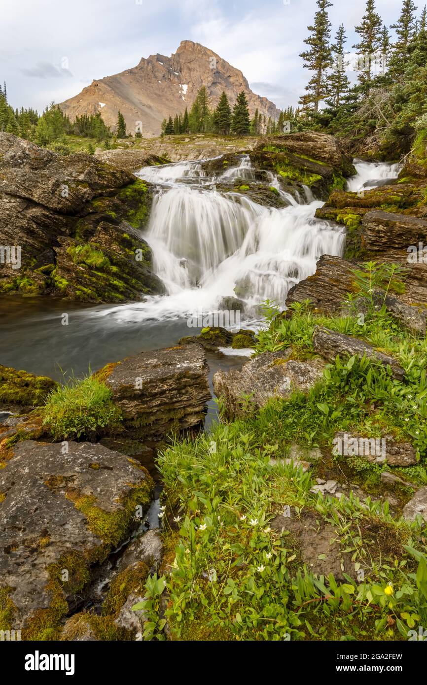 Waterfall at Baker Lake, Banff National Park; Alberta, Canada Stock ...