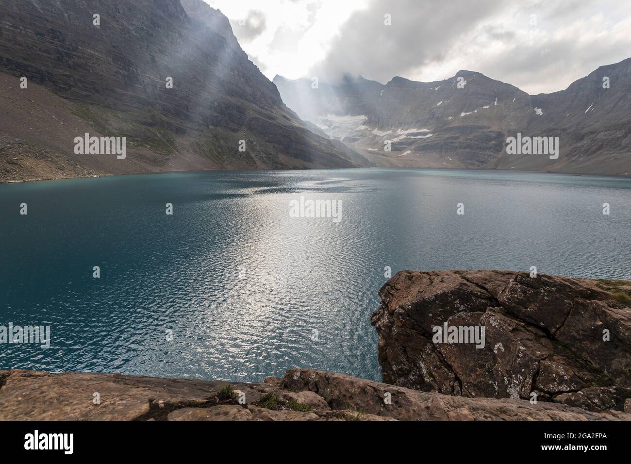 Sun rays over Lake McArthur in Yoho National Park; British Columbia ...