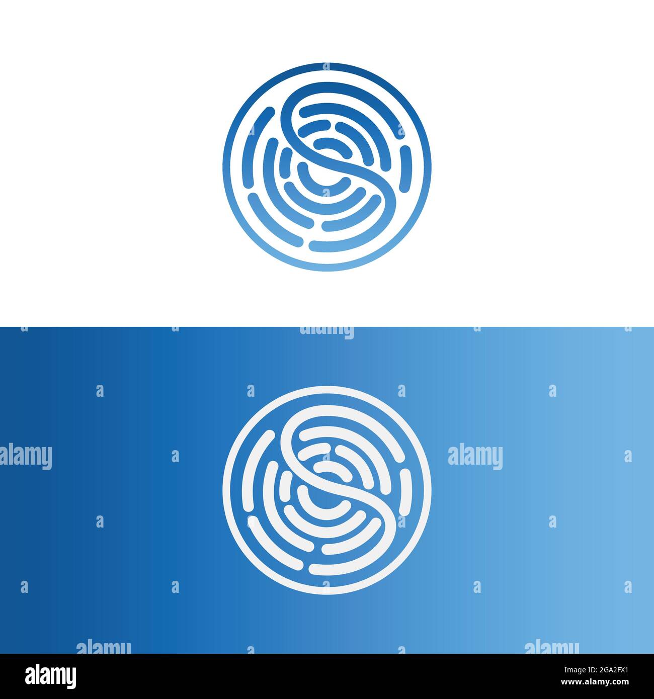 Vector round icon fingerprint symbol of finger in line art design on ...