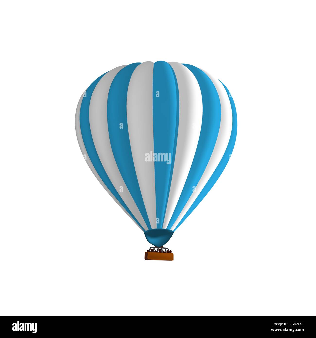 Hot air balloon blue stripe vector illustration. Graphic isolated ...
