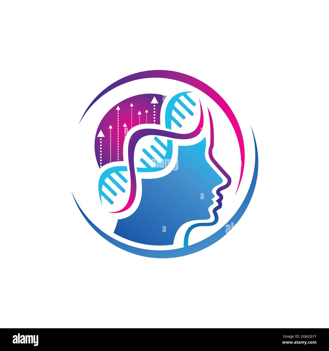 Human cognition brain and DNA logo design vector image. Logo for mental ...