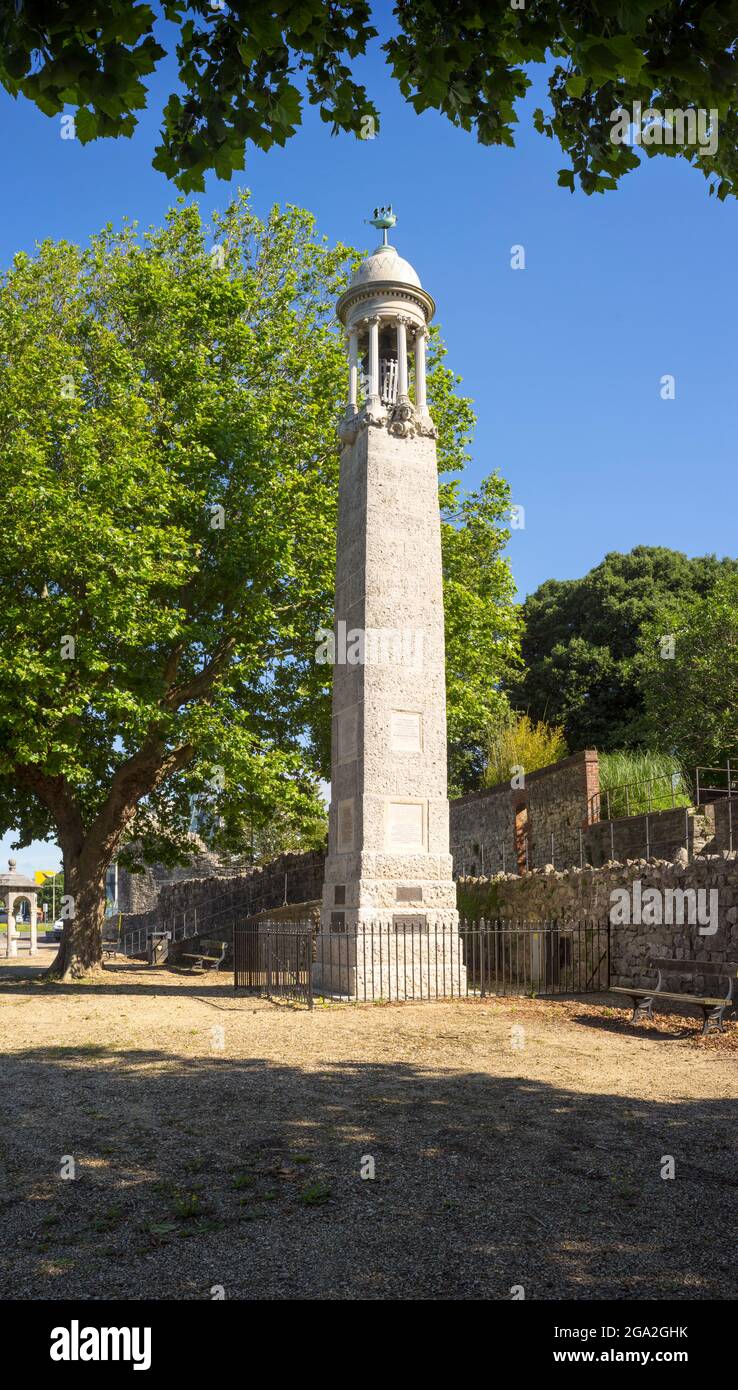 The Mayflower Memorial on Southampton's Town Quay is a 50ft column of ...