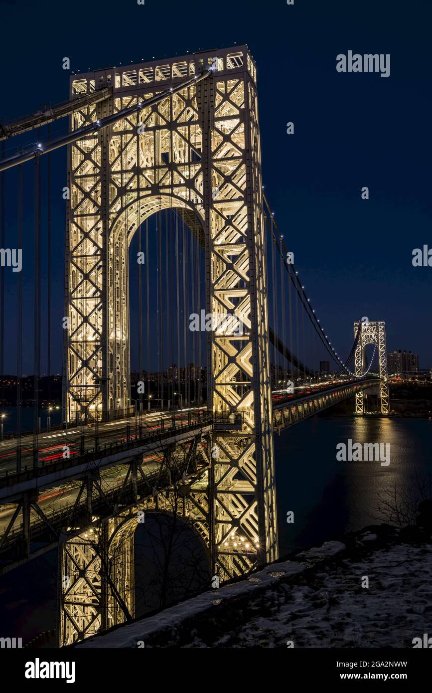 George Washington Bridge (specially lit for Martin Luther King Jr. Day ...