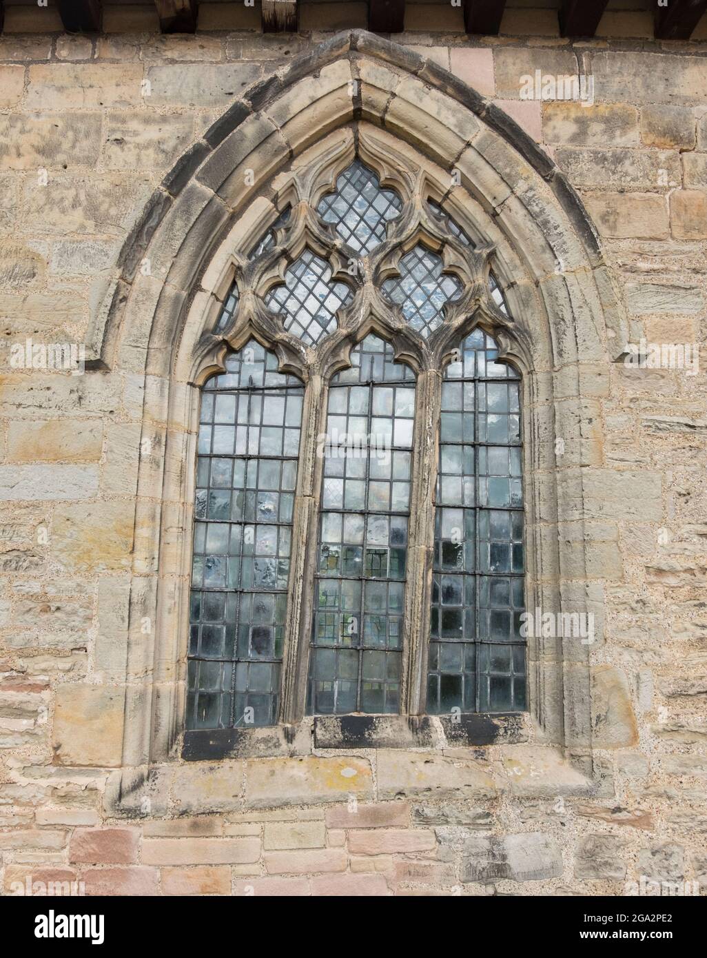 Distorted church leaded window example Stock Photo - Alamy