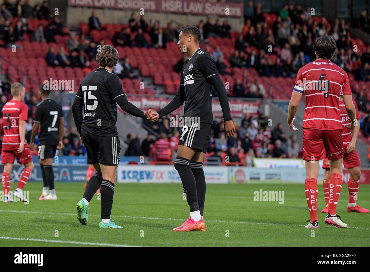 Luke Freeman #15 of Sheffield United celebrates scoring a goal to make ...