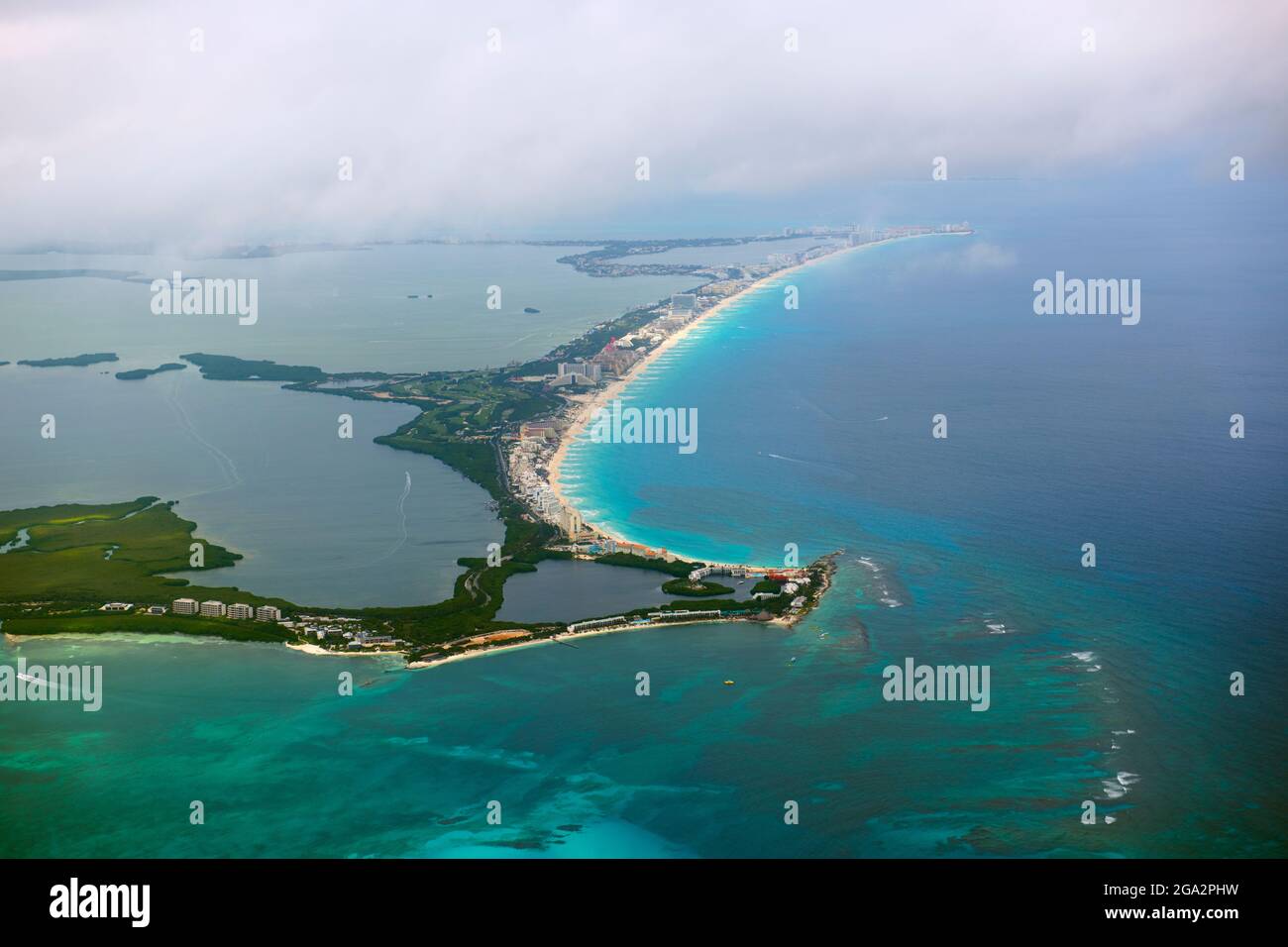 Aerial View Cancun Hotel Zone Map Map Of Resort. Buildings, Pool,