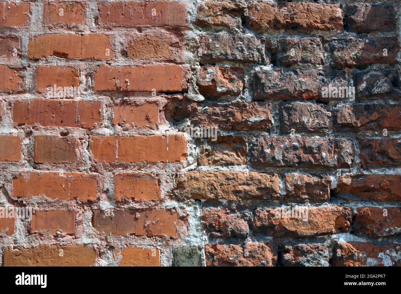 Section of the wall made of old red brick. Background Stock Photo - Alamy