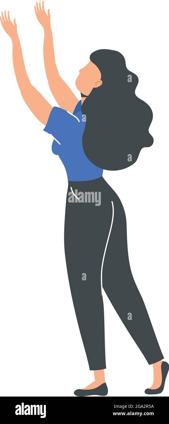 elegant woman lifting hands character Stock Vector Image & Art - Alamy