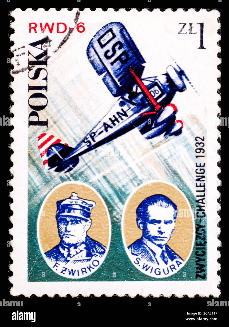 POLAND - CIRCA 1982: A postage stamp from Poland showing aircraft RWD 6 ...