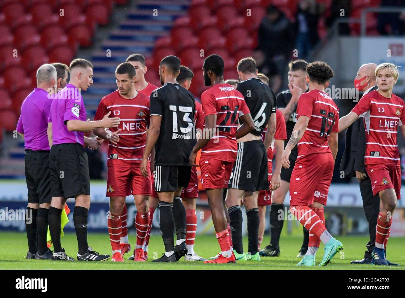 The players shake hands at the end of the game hi-res stock photography ...