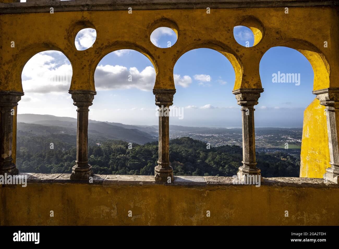 Looking through the colorful arches and columns on Queen's Terrace ...