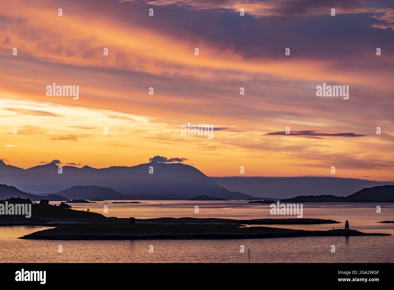 Midnight Sun in the Arctic Circle with a dramatic sky at twilight ...