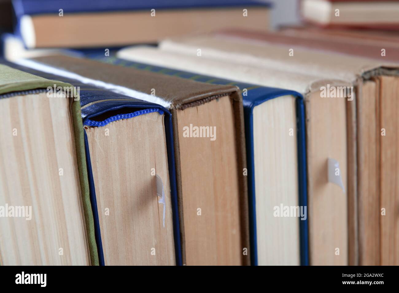 Stack of books close up Stock Photo - Alamy
