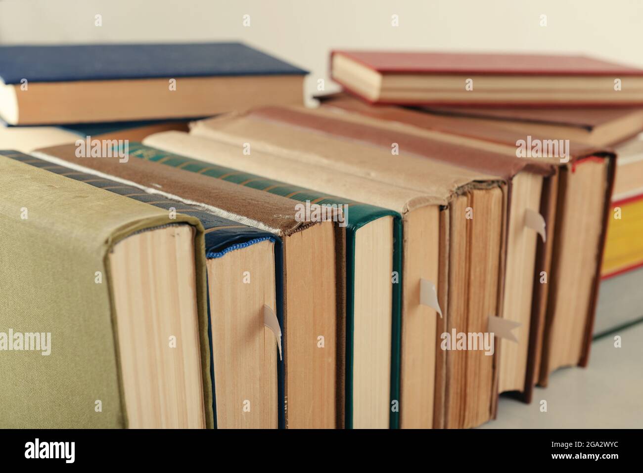 Stack of books close up Stock Photo - Alamy