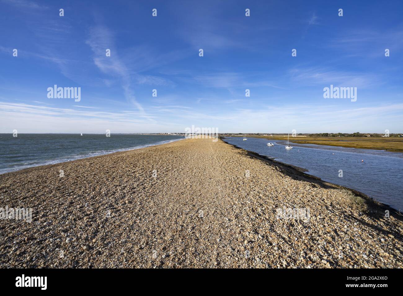 Shingle spit leading to Henry Vlll's Hurst Castle, Hampshire, England ...