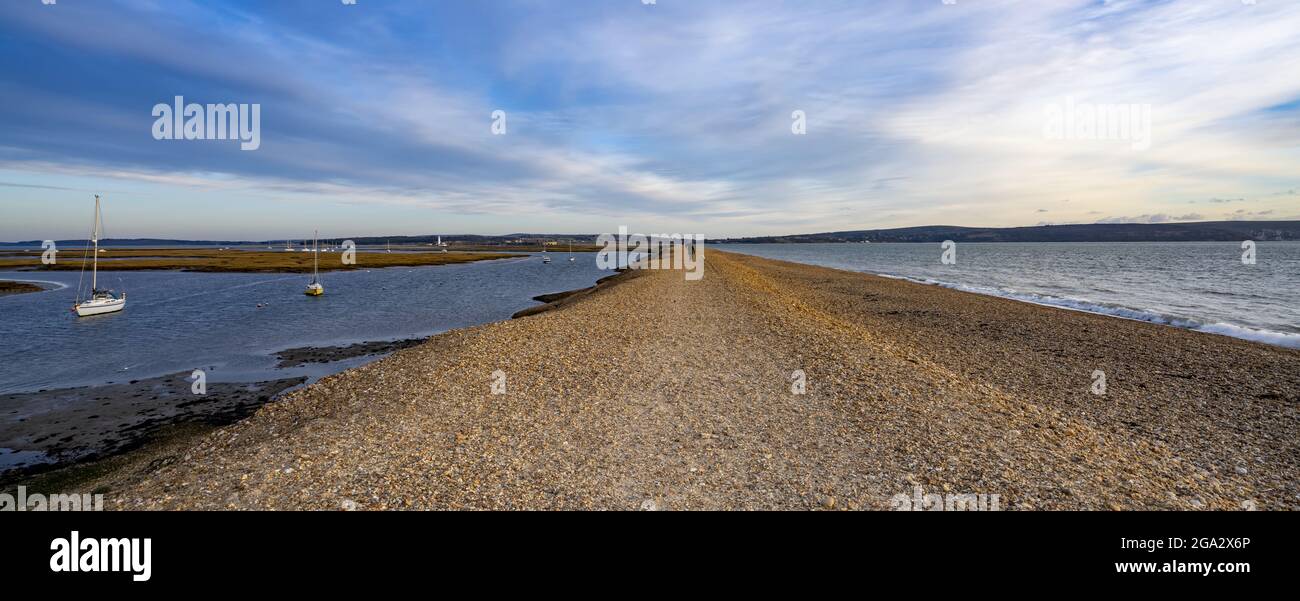 Shingle spit leading to Henry Vlll's Hurst Castle, Hampshire, England ...