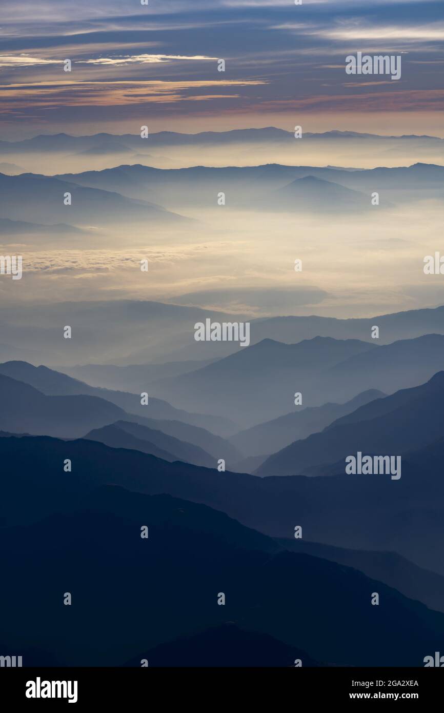 View of the Himalayan foothills from window on Dawn Kathmandu to ...