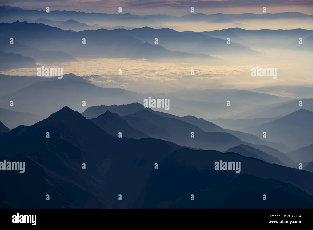 View of the Himalayan foothills from window on Dawn Kathmandu to ...