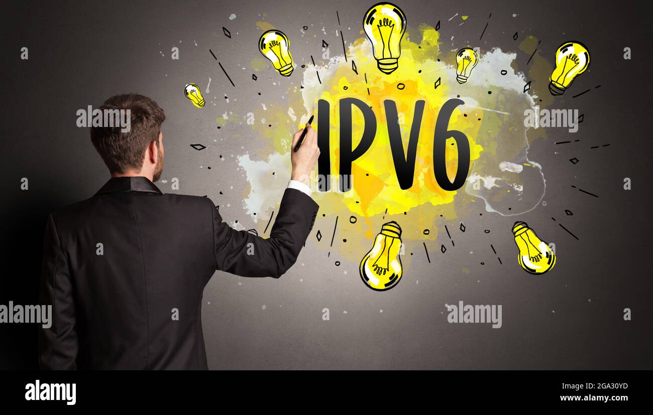 man drawing colorful light bulb Stock Photo - Alamy