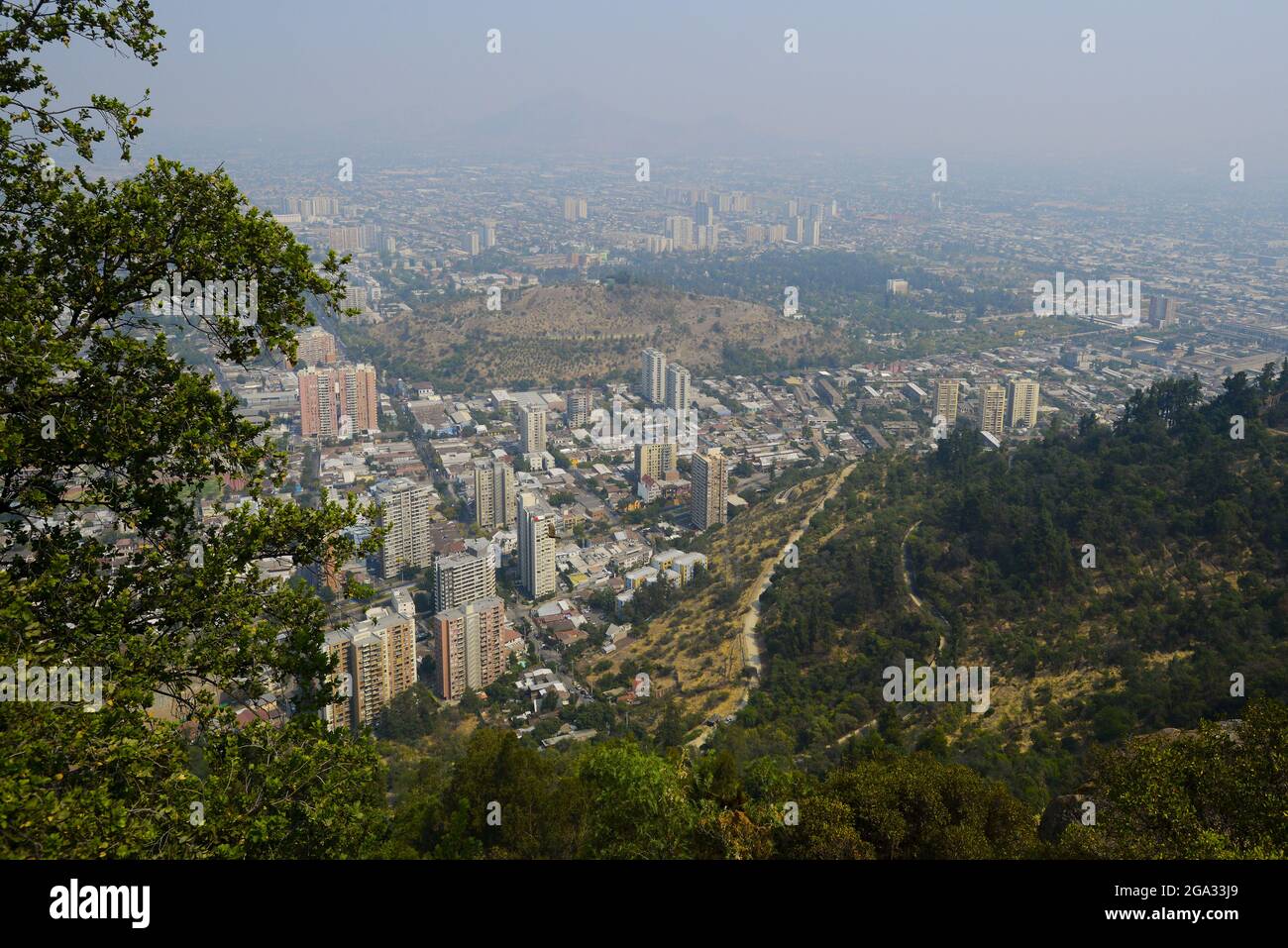 View of Santiago de Chile from San Cristobal Hill; Santiago de Chile ...