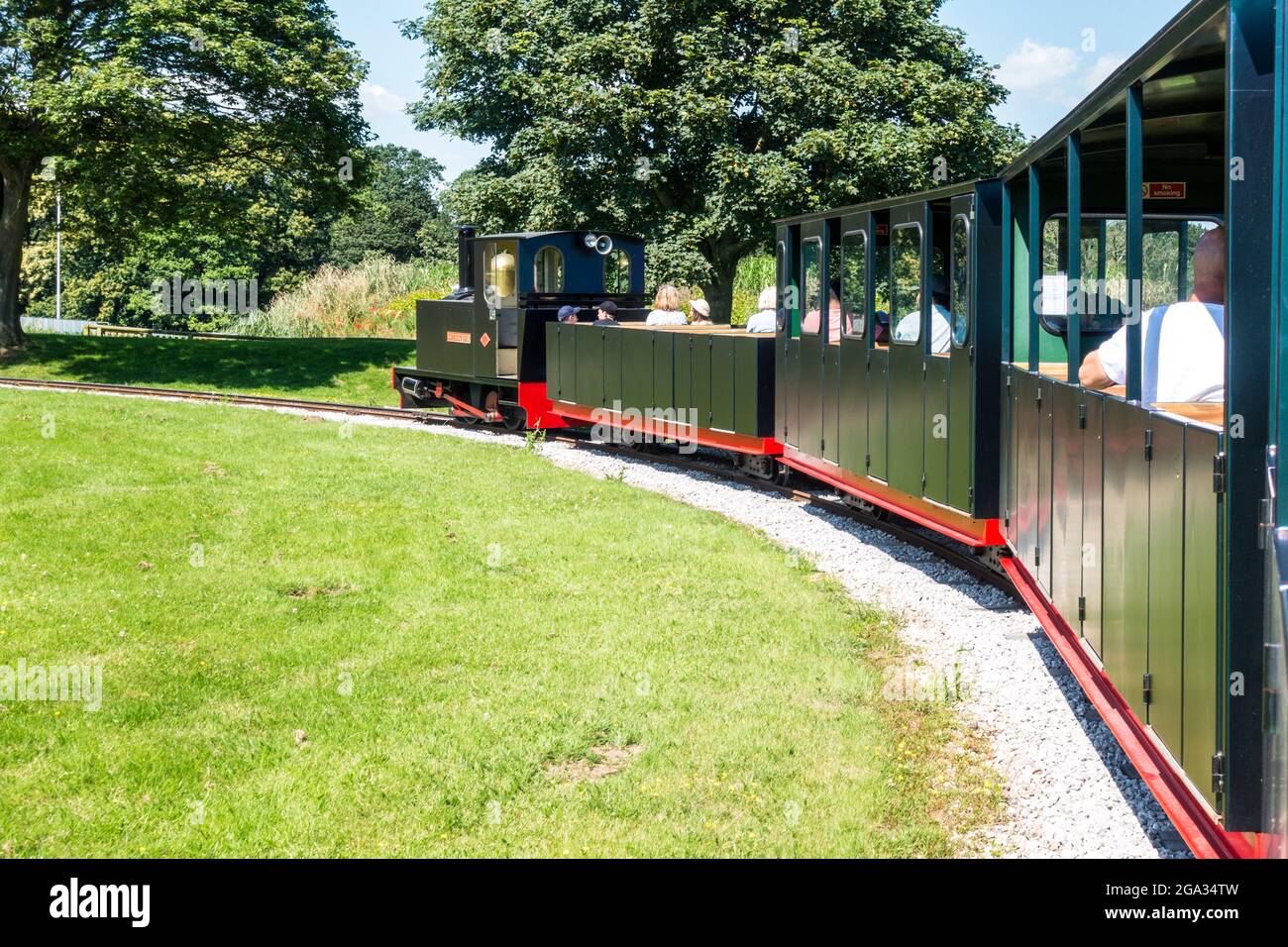 Woburn safari park kids joy train ride Stock Photo - Alamy