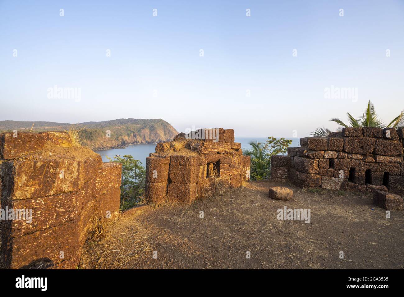 Coastal view from ramparts, Cabo de Rama Fort, South Goa, India; Cabo ...