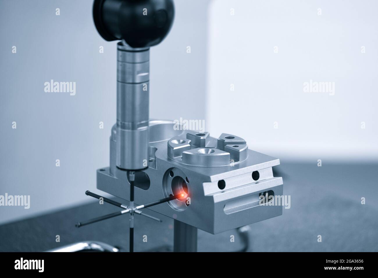 Operator inspection dimension metal parts by CMM after machining ...
