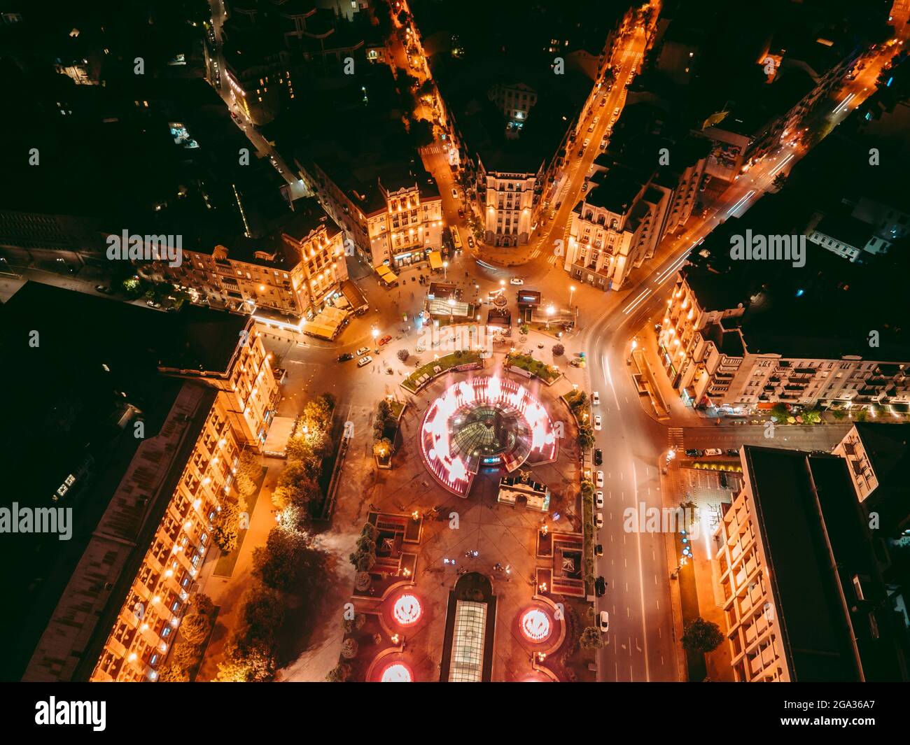 Aerial view from a drone of the center of Kiev on Independence Square ...