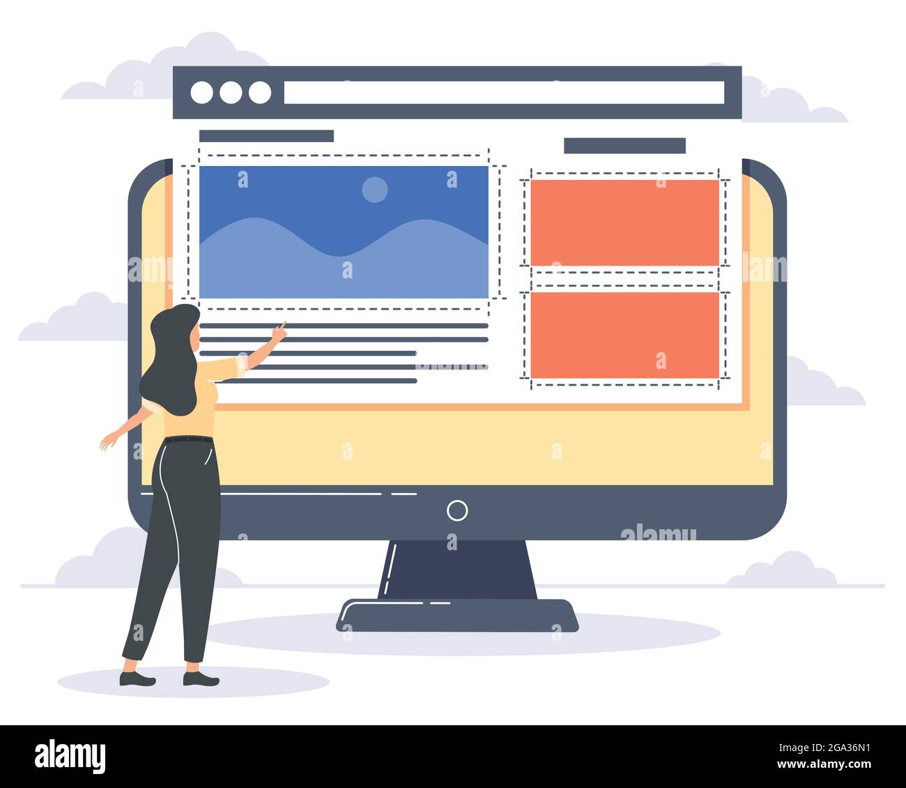 female web designer using desktop Stock Vector Image & Art - Alamy