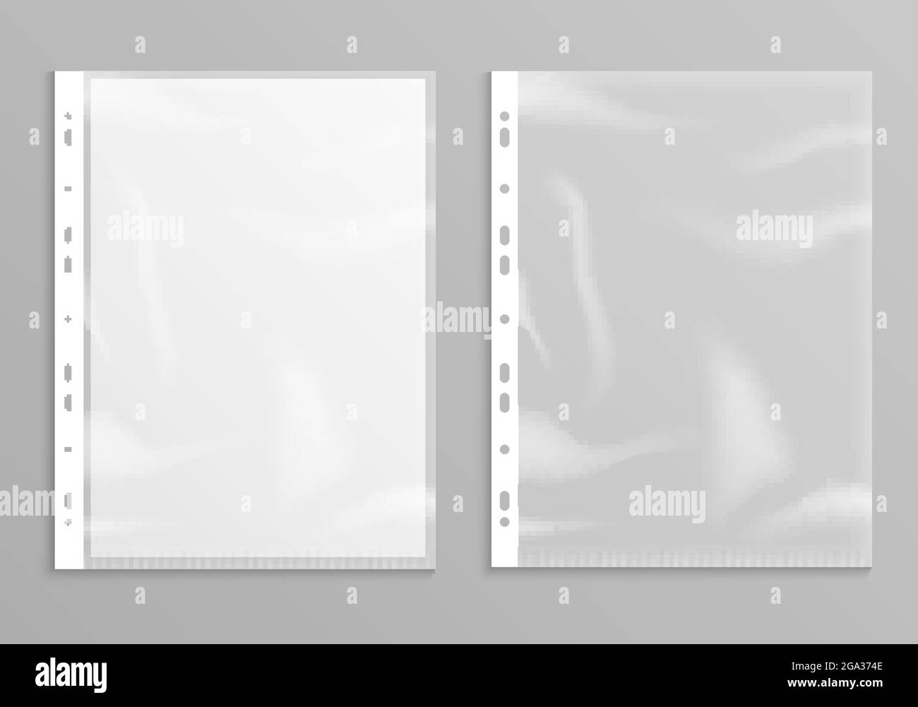 Sheet plastic protector, clear folder file. Punched pocket sheet mockup ...