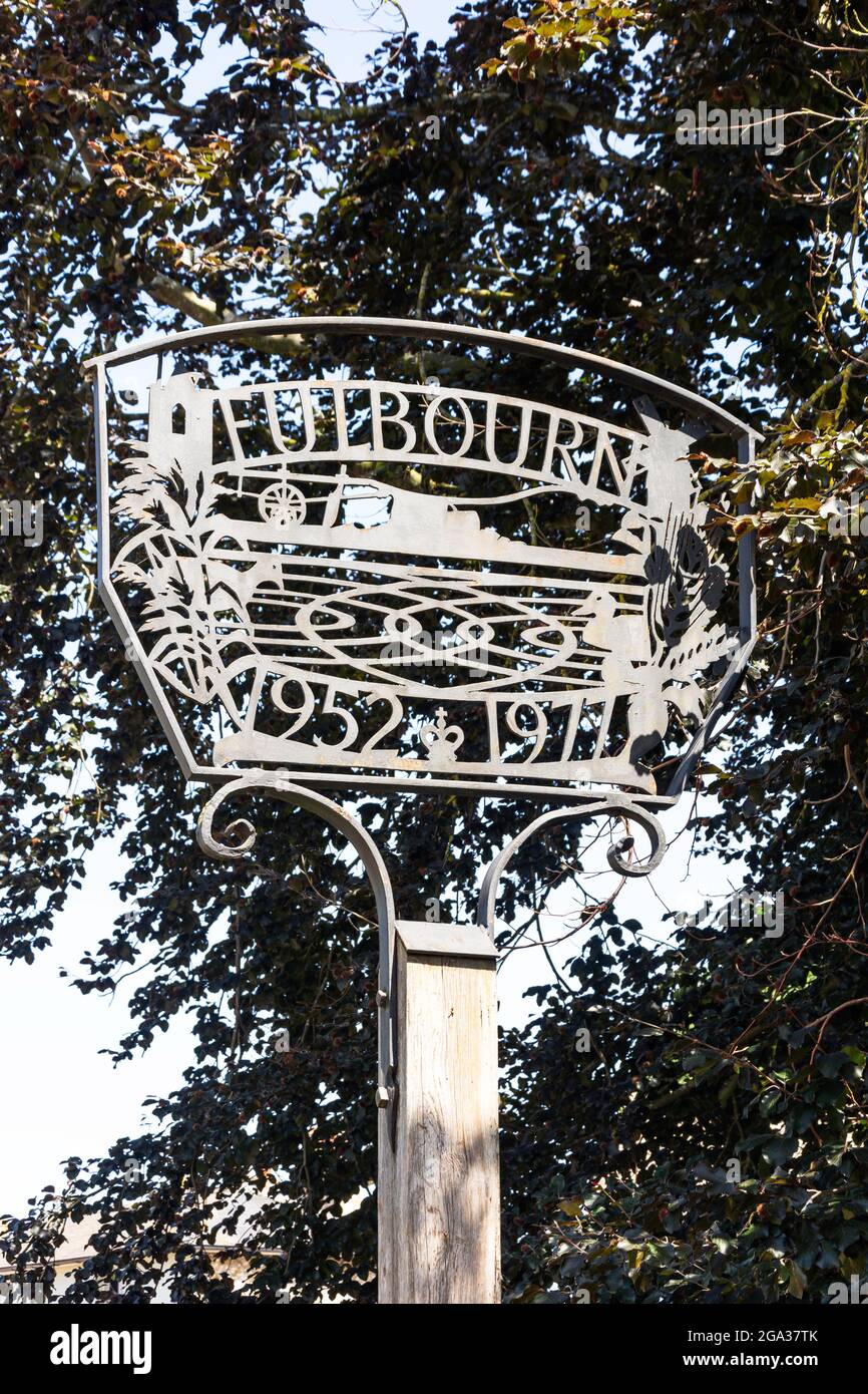 Village sign, High Street, Fulbourn, Cambridgeshire, England, United ...