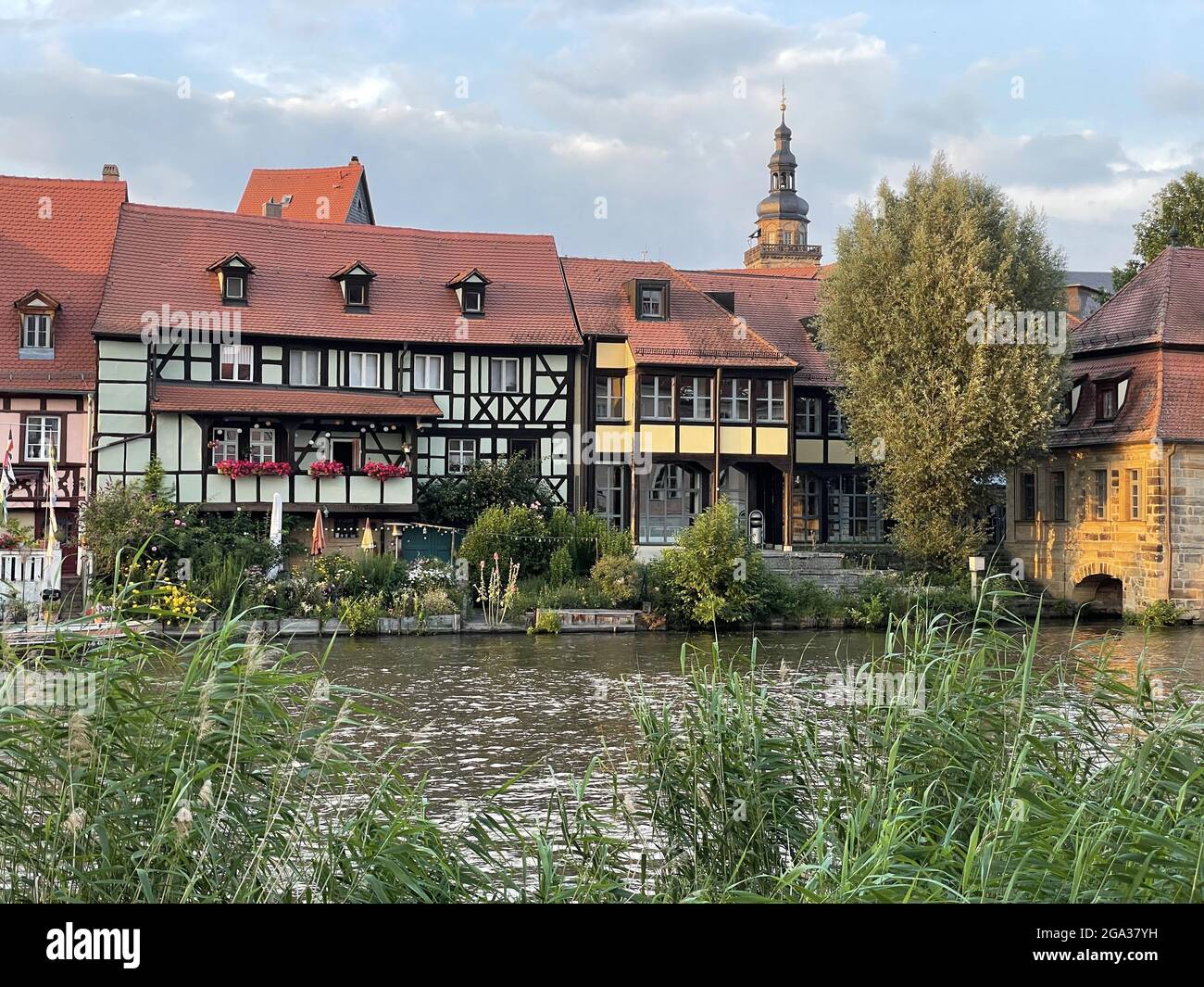 Beautiful view of the cozy houses of Klein Venedig in Bamberg, Germany ...