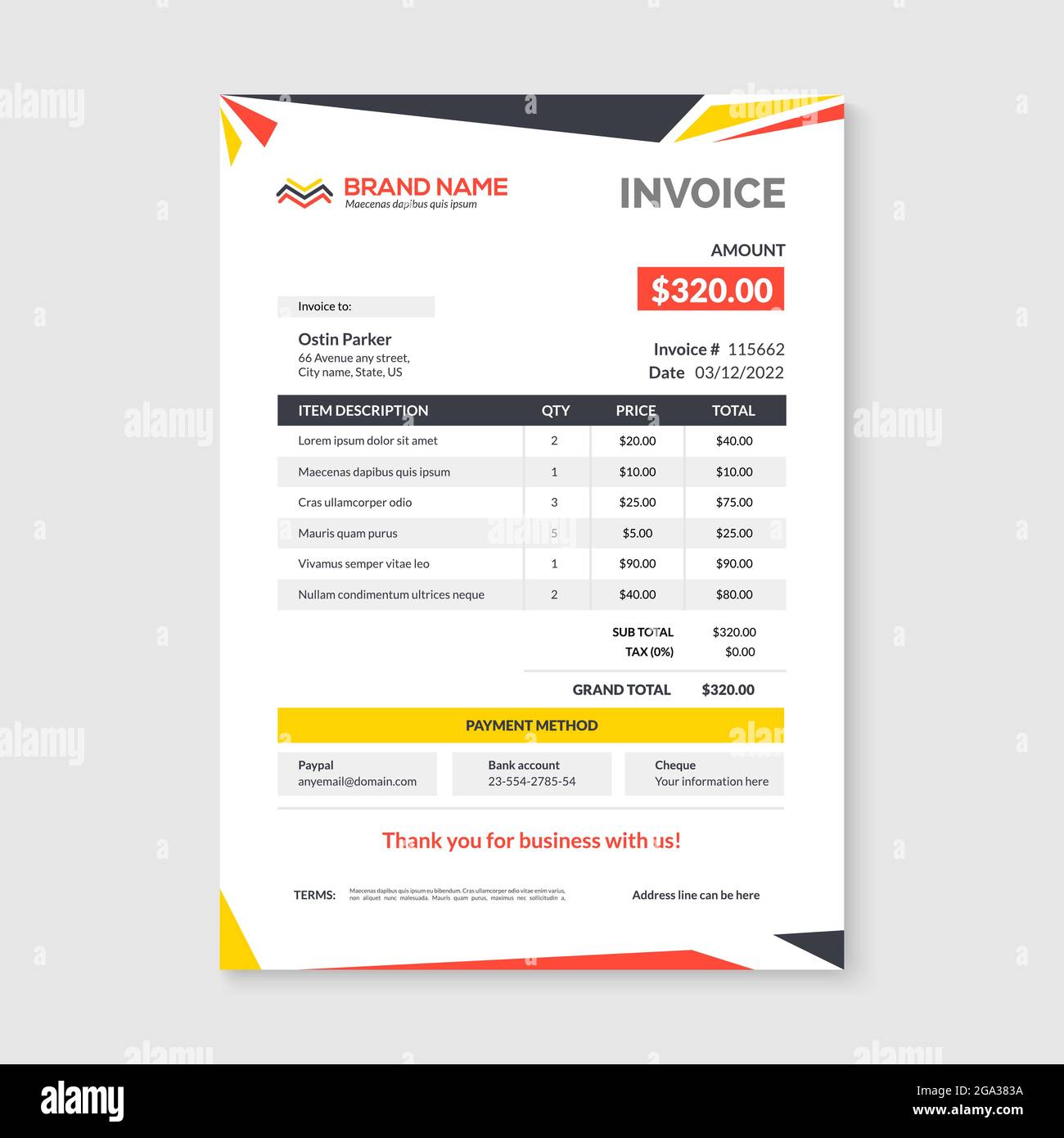 Invoice minimal design template. Bill form business invoice accounting ...