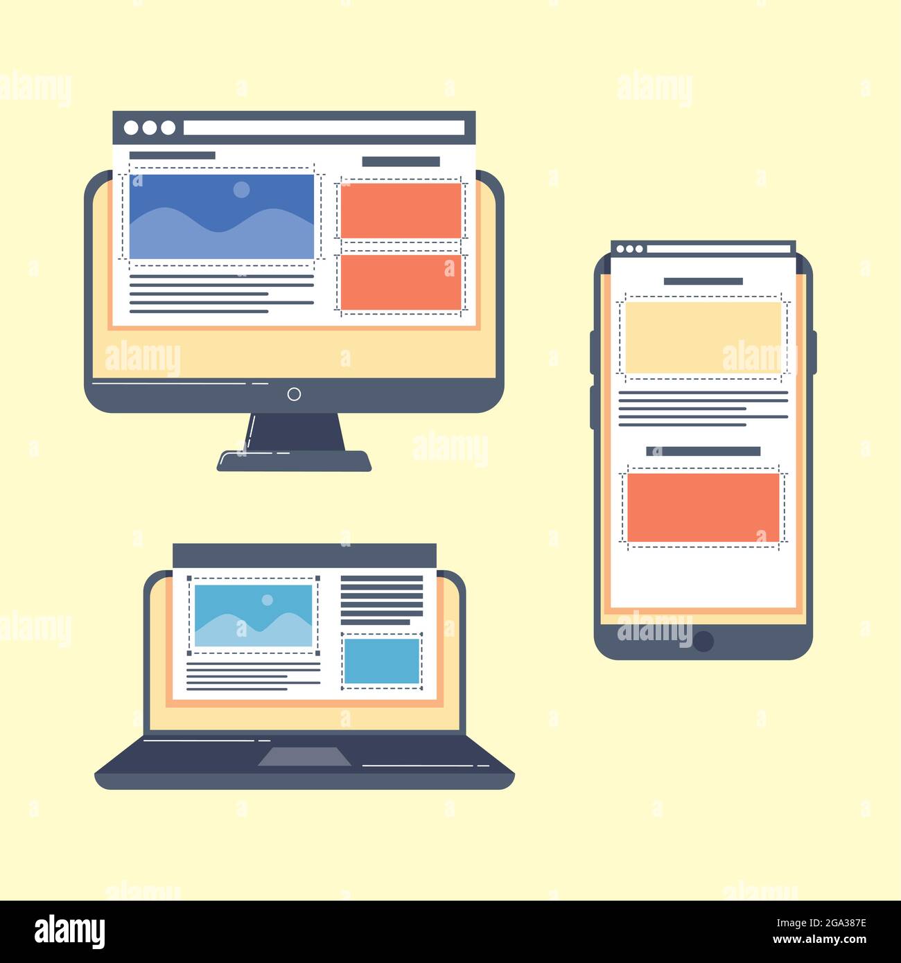 devices with webpages templates icons Stock Vector Image & Art - Alamy