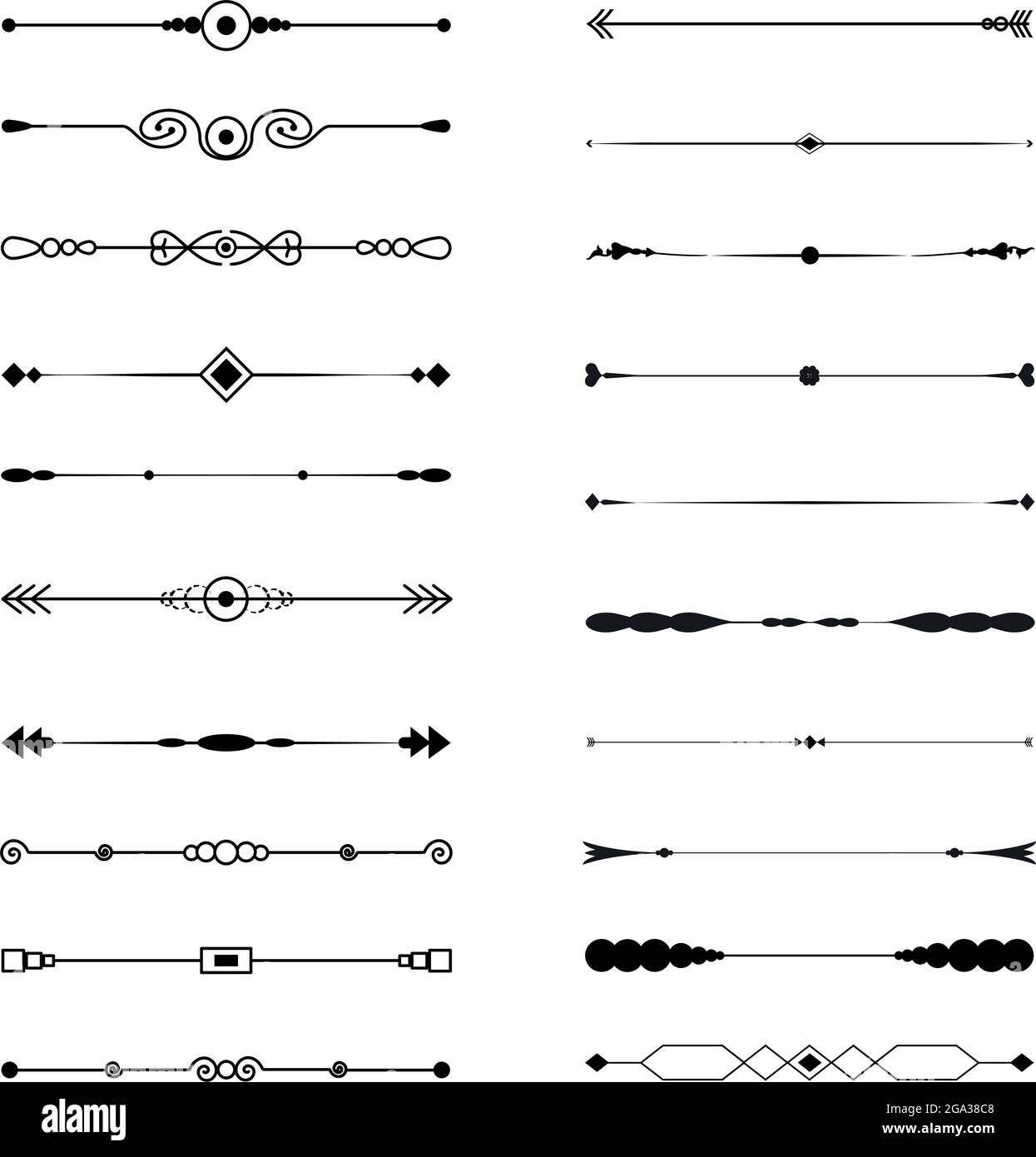 Seth selection of various line ornaments elements - Vector illustration ...