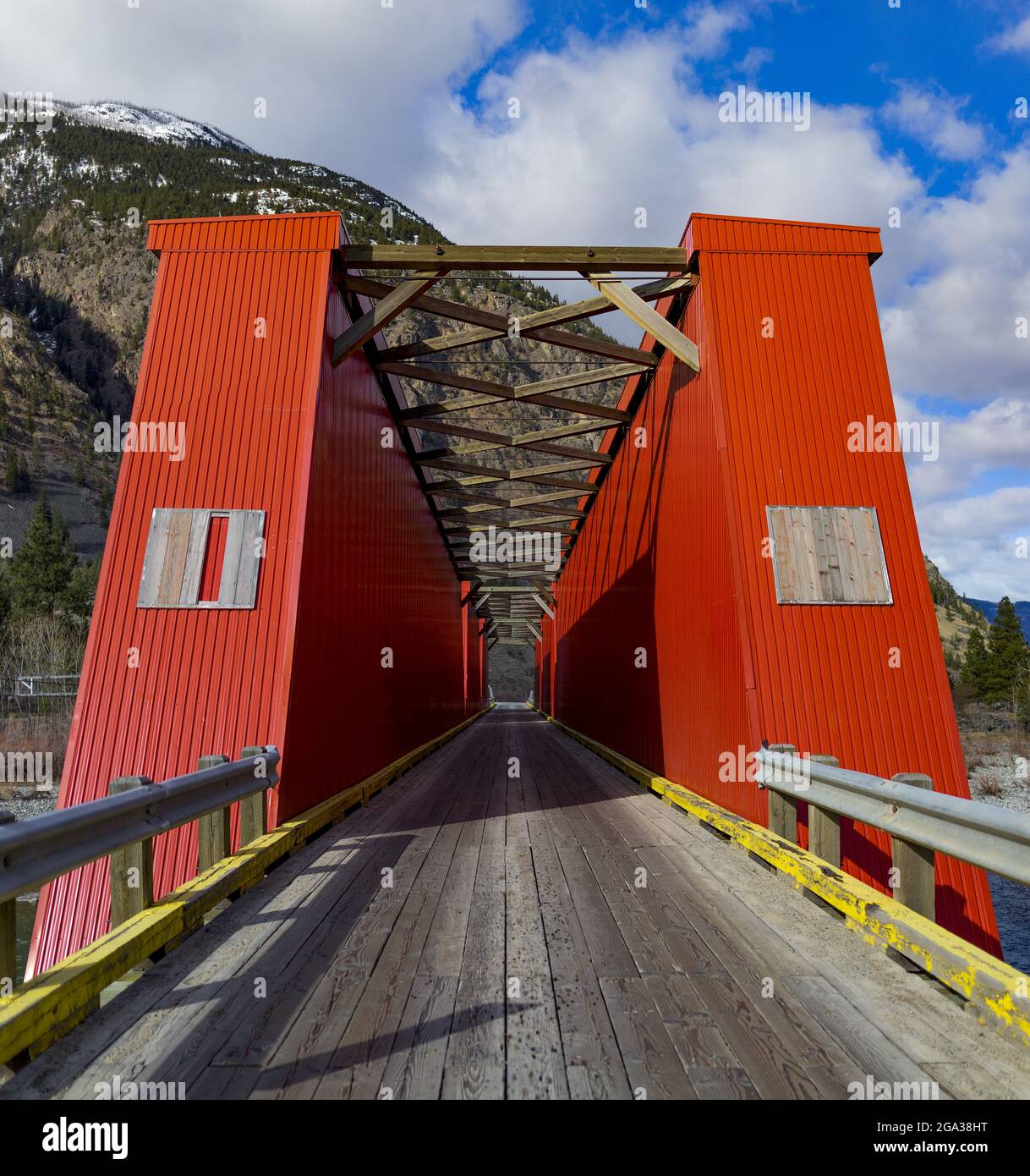 Red Bridge in Keremeos, BC, going over Similkameen River; Keremeos ...