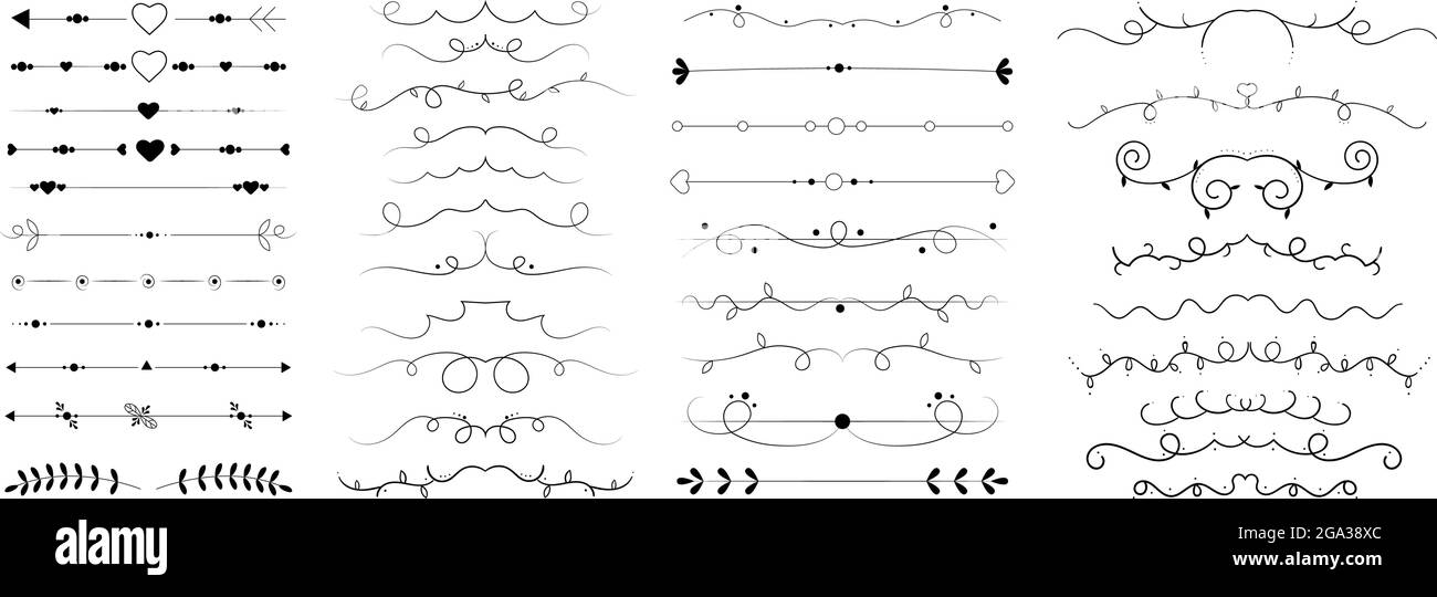Seth selection of various line ornaments elements - Vector illustration ...