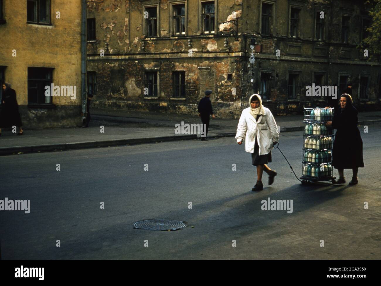 Workers delivering milk, Moscow 1956 Stock Photo - Alamy