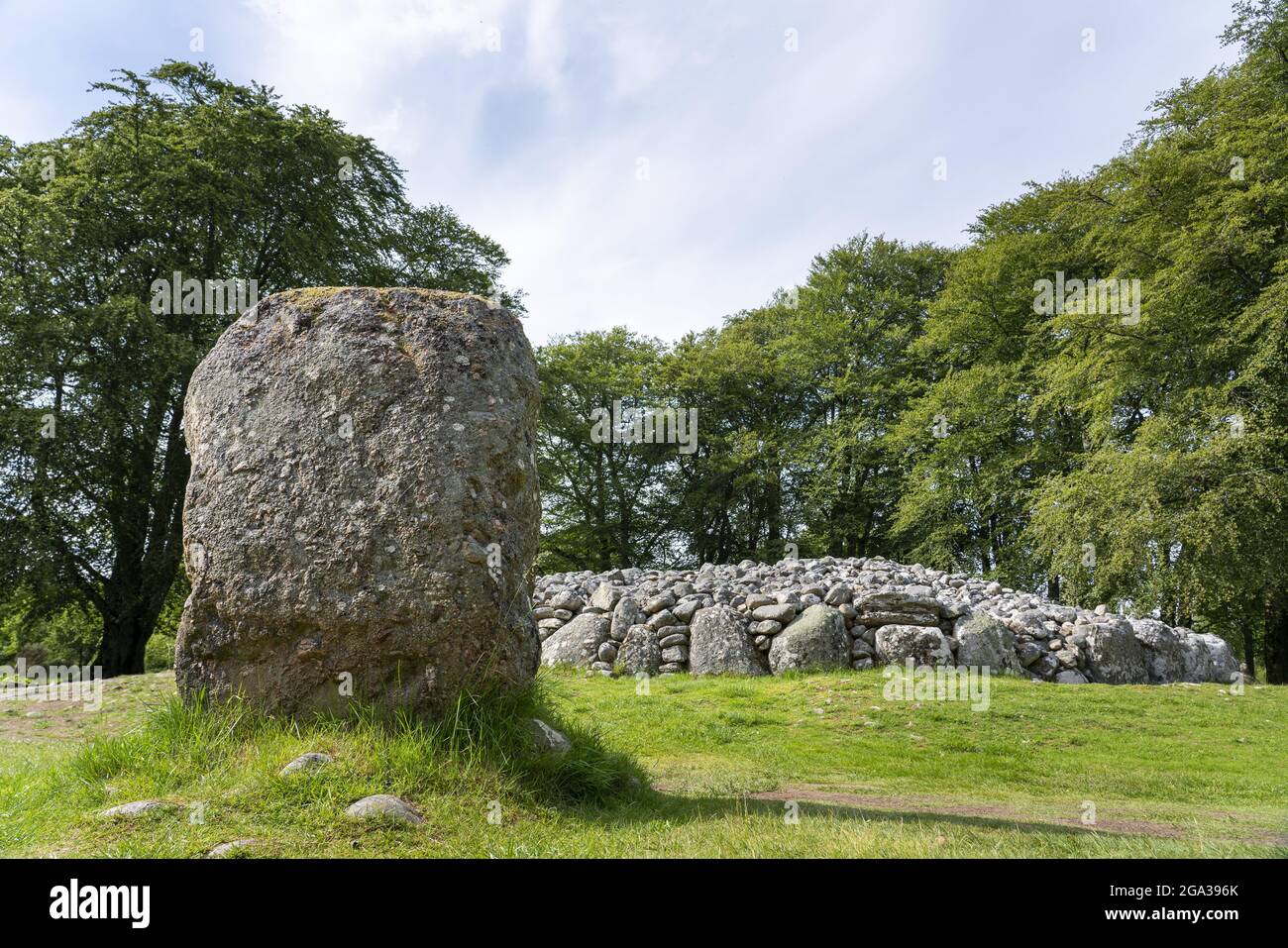 A monolith stands near the Clava Cairns burial site outside Inverness ...