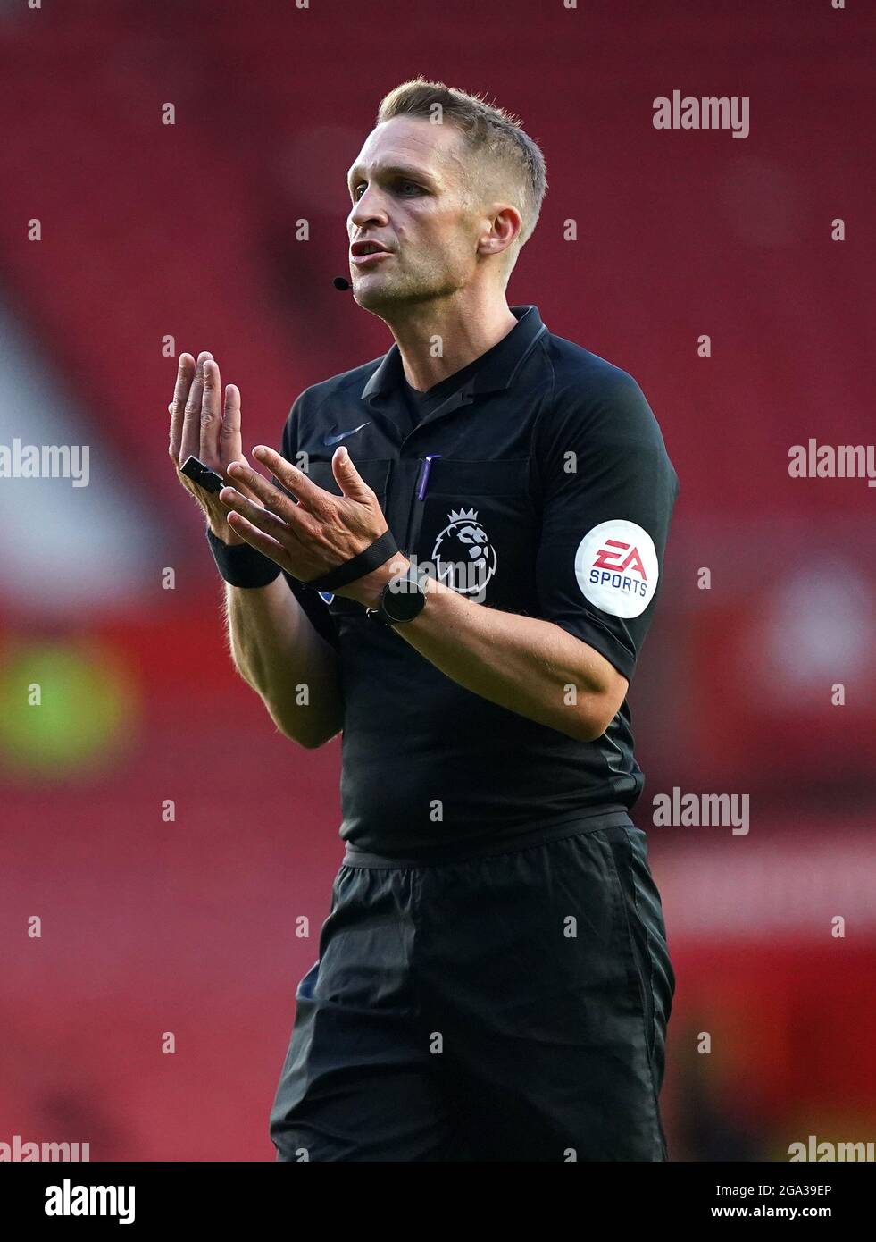 Referee Craig Pawson during the pre-season friendly match at Old ...