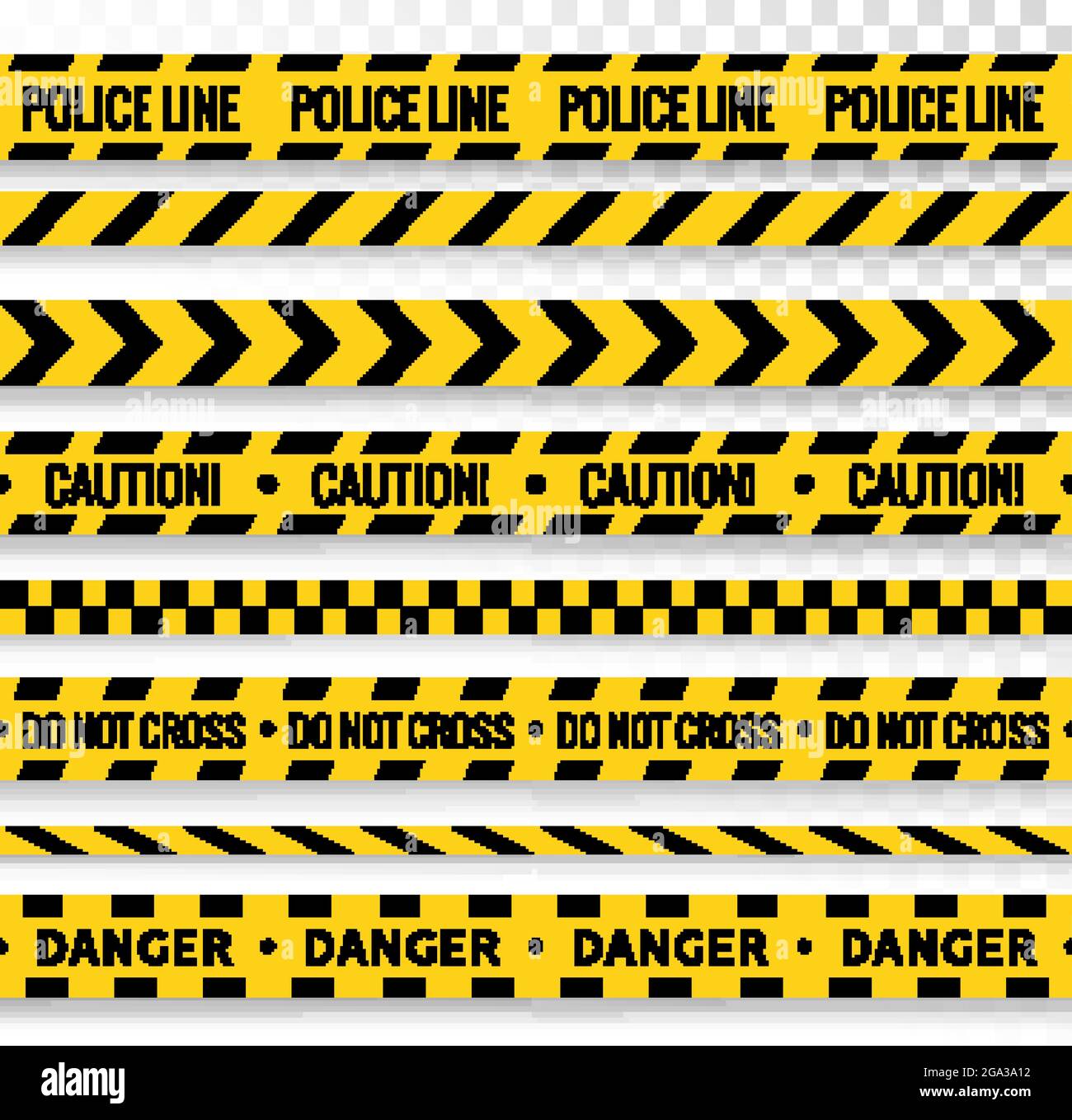 Crime line tape. Police danger caution vector yellow barrier. Not cross ...