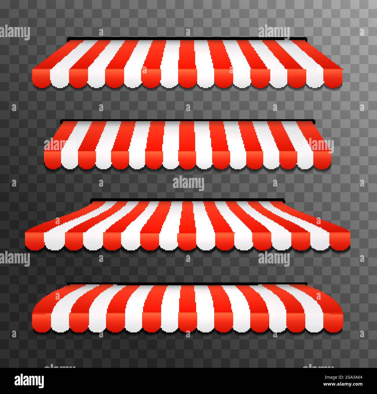 Store awning shop canopy. Store tent red striped roof front view ...