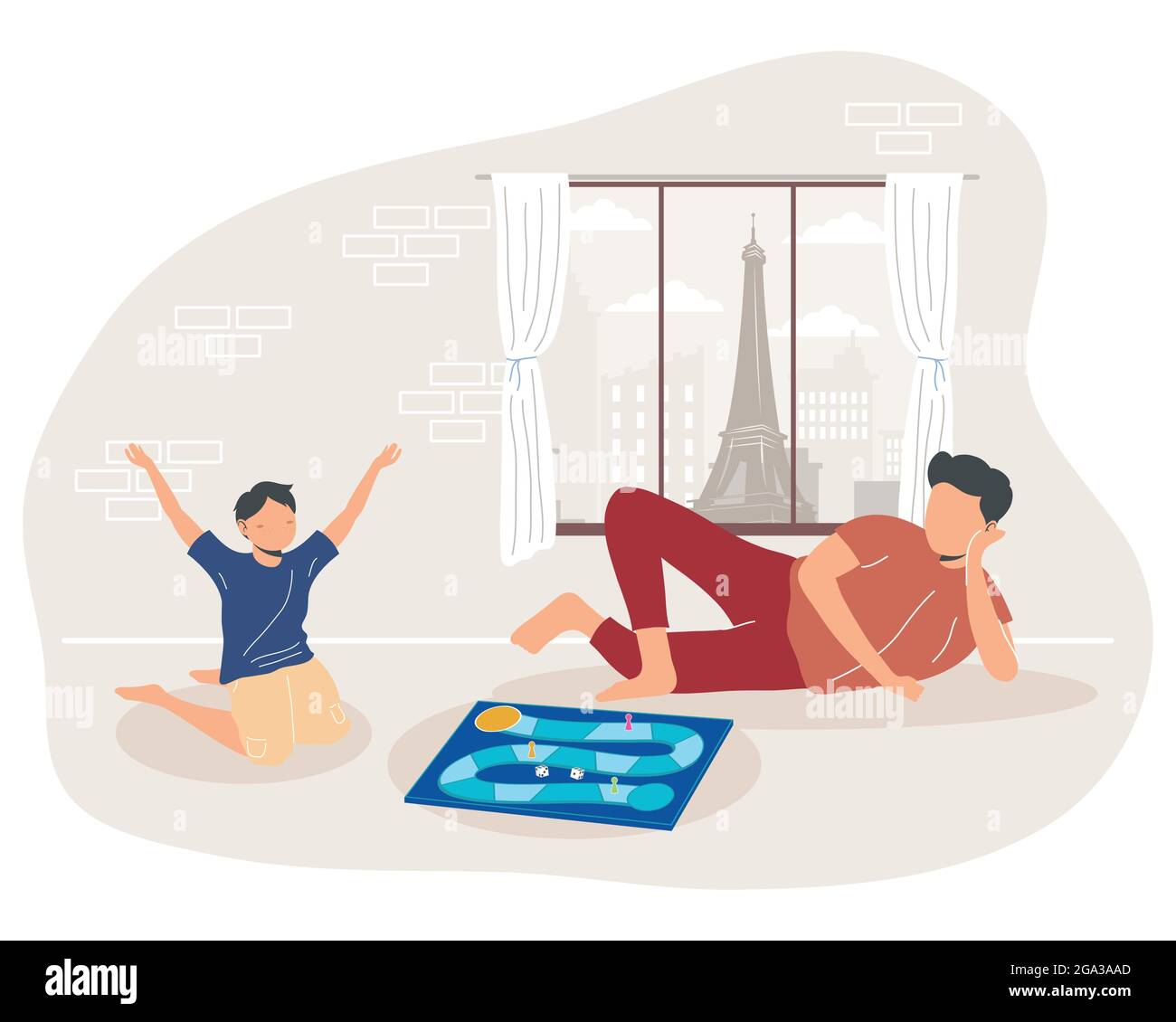 man and boy playing ladder game Stock Vector Image & Art - Alamy