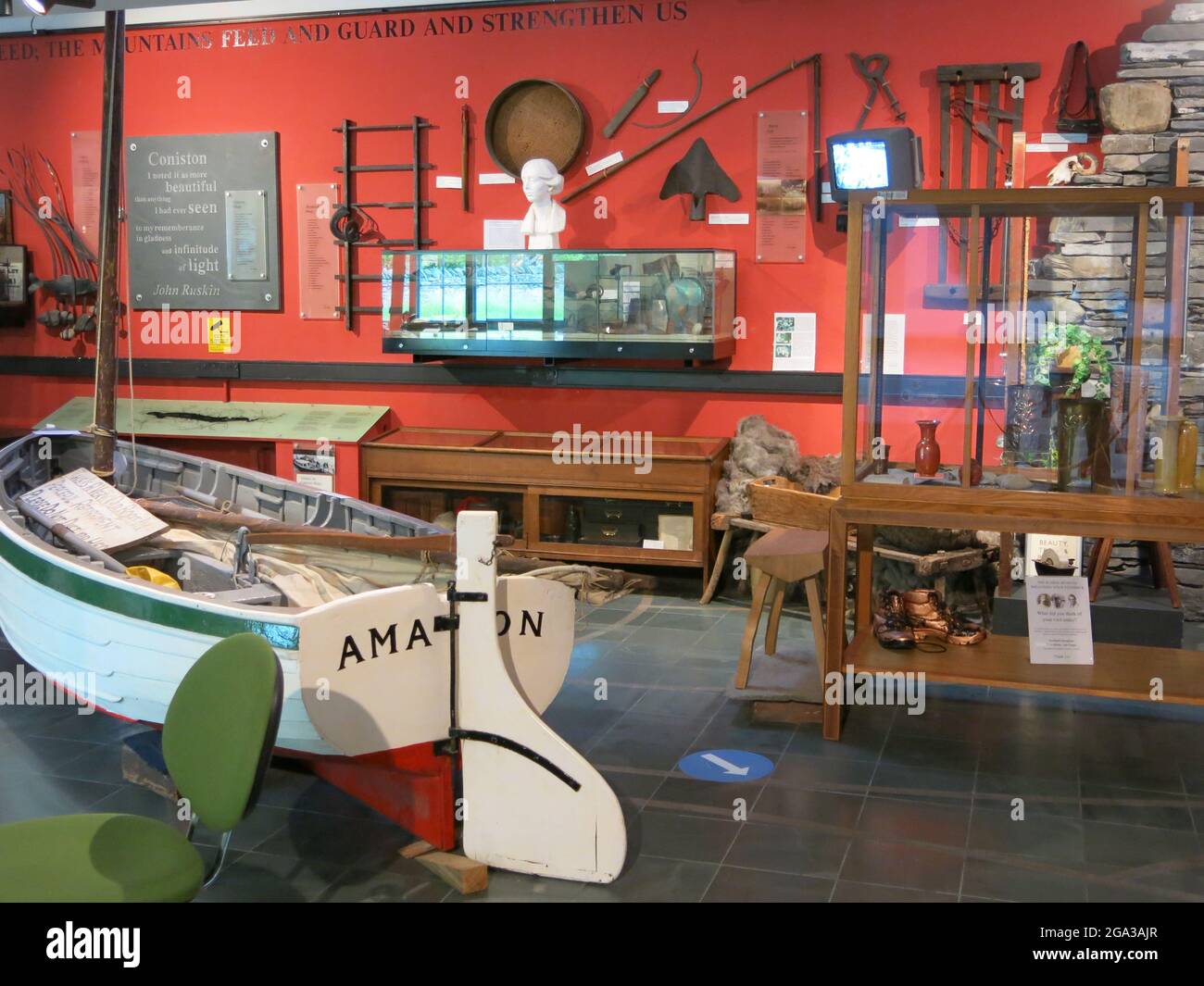 Interior view of The Ruskin Museum at Coniston, which tells the story ...